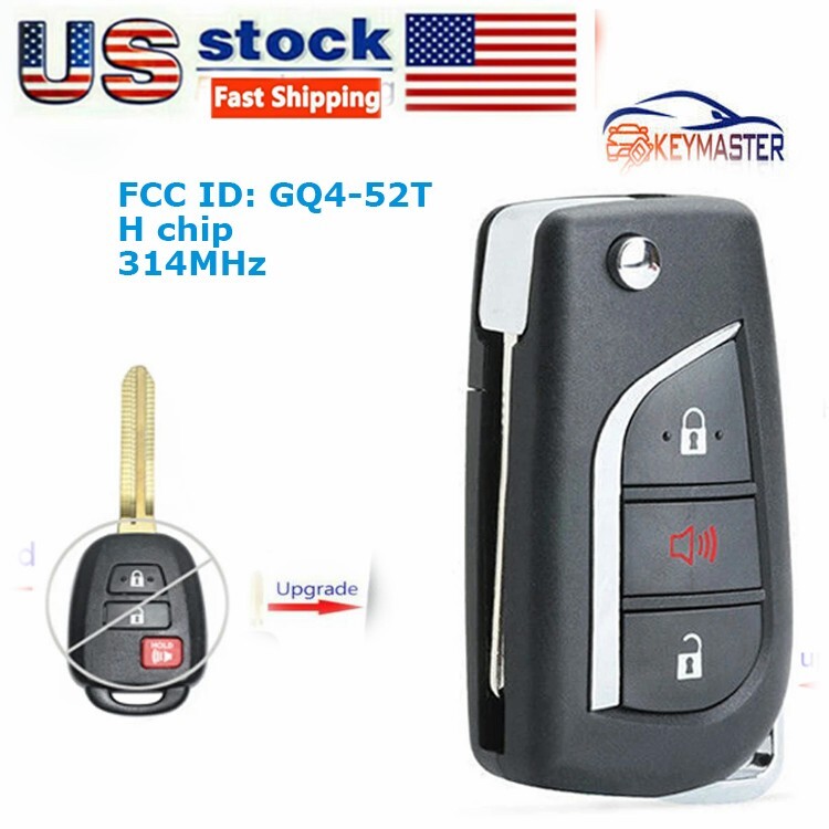 2X GQ4-52T H Chip Modified Flip Remote Key Fob for TOYOTA RAV4 ...