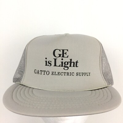 Vtg GE Is Light General Electric Hat Mesh Foam Snap Back Trucker ...