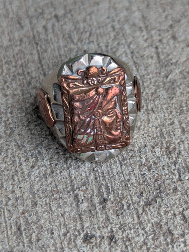 Vintage Mexican Biker Ring Aztec Mayan Jaguar Warrior SZ 9.25 Mixed ...