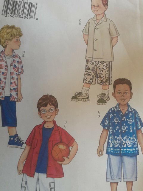 Butterick 3475 Sewing Pattern 2-5 Shorts Shirt Boys for sale online | eBay