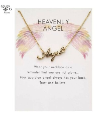 Heavenly Angel Word Angel Pendant Gold Chain Necklace Card Jewellery ...