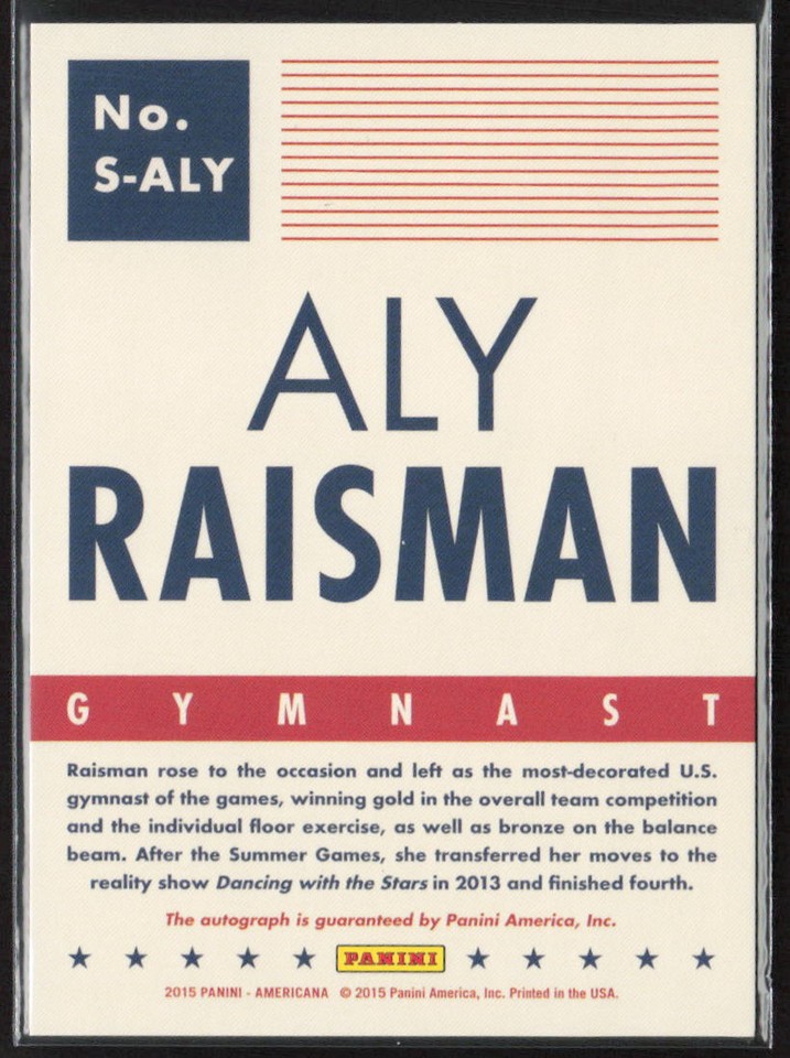 2015 Panini Americana #S-ALY Aly Raisman Gymnast Red Auto | eBay