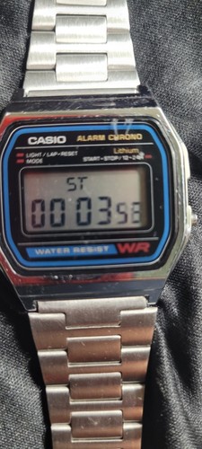 casio a158W 593 DH vintage retro alarm chrono lithium WR light lap 36mm ...