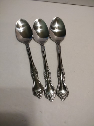 (3) Oneida Stainless Flatware 18/0 Azalea Dinner/Serving/Soup Spoon | eBay