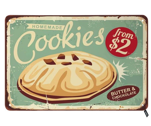 Homemade Cookies Tin Signs,Butter Cookie Food Bakery Biscuit on Old ...