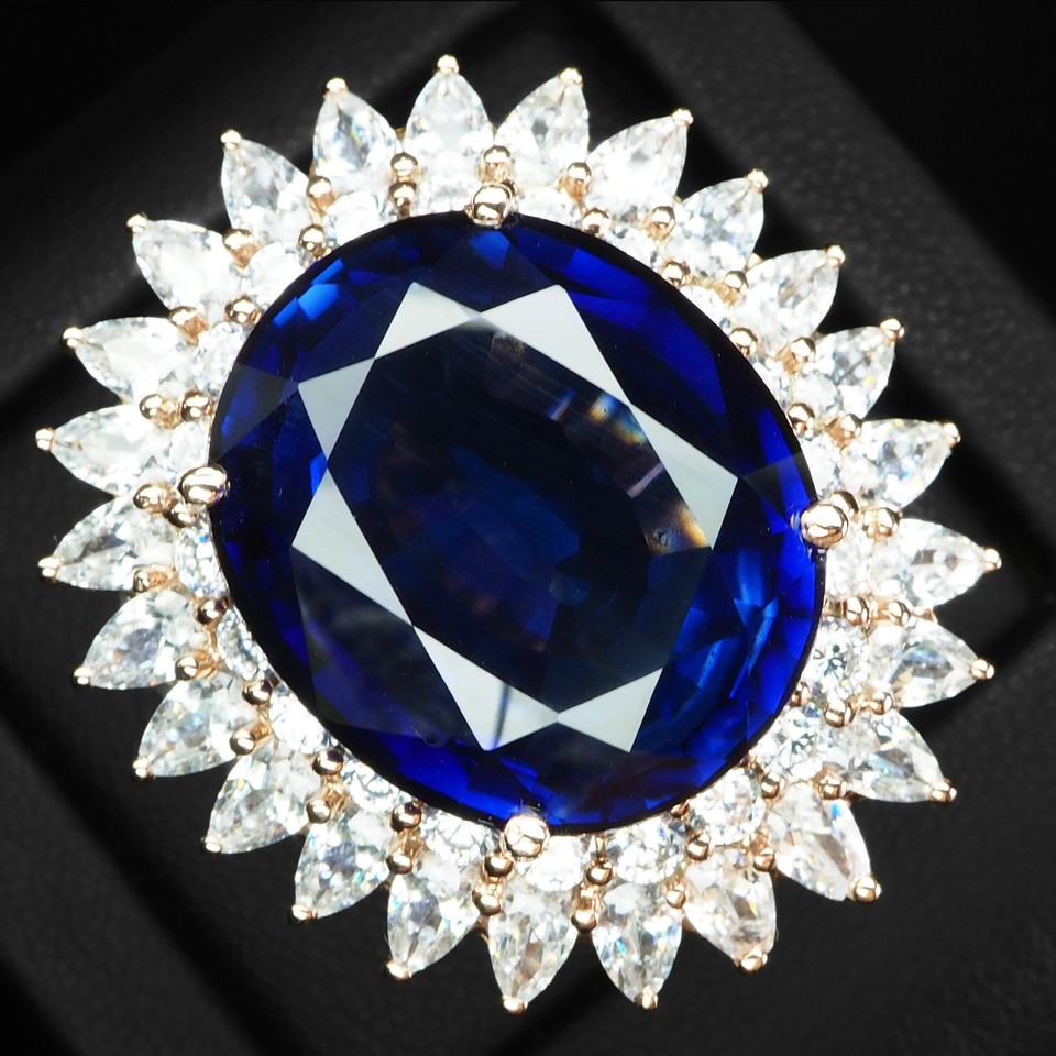 925 Sterling Silver Rose Gold Rings Radiant Royal Blue Tanzanite Oval ...