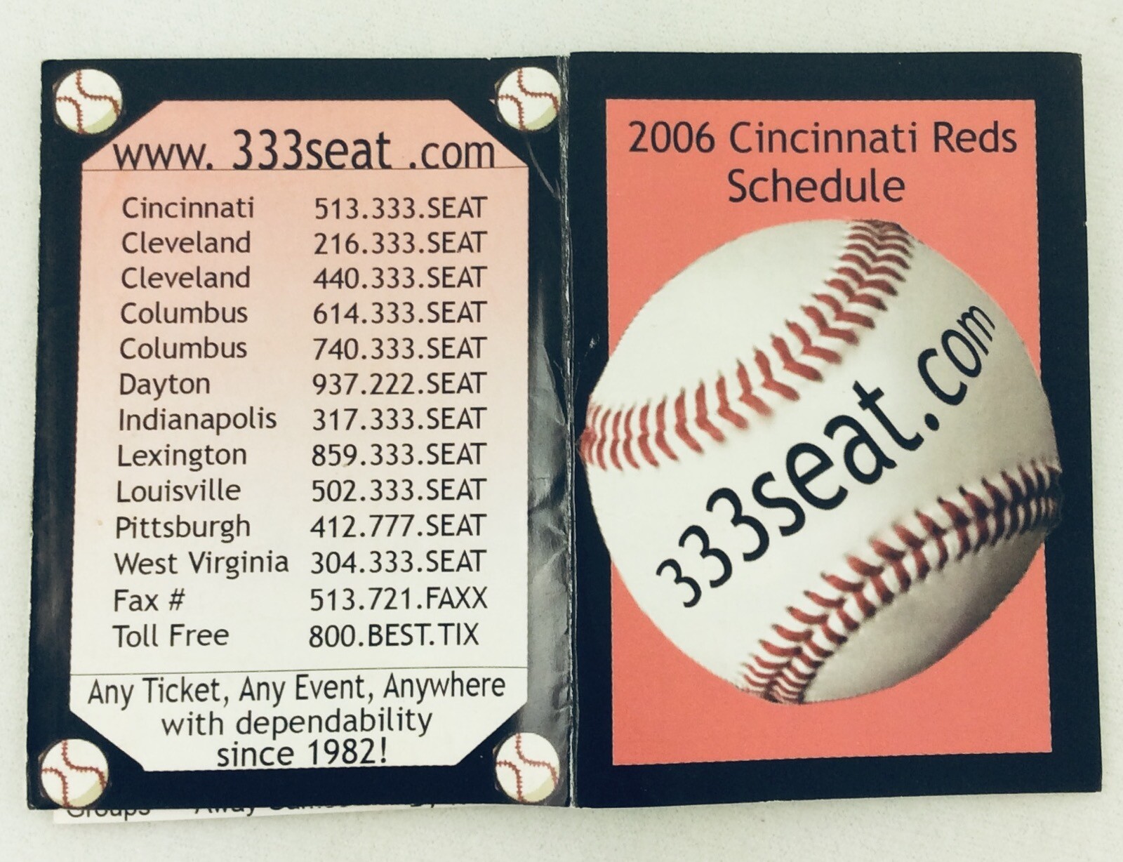 2006 Cincinnati Reds Baseball Pocket Schedule-333seat.com | eBay