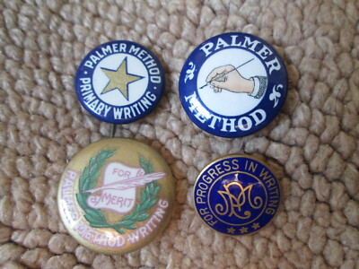 Vintage 4 Award Pinbacks Merit Palmer Method Hand Writing Buttons ...