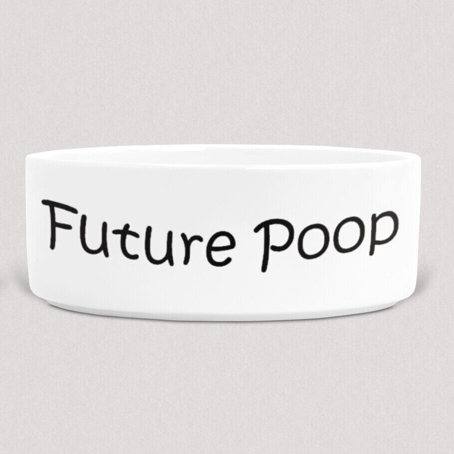 Future Poop Dog Bowl - 6" White Ceramic Pet Bowl - Dog Cat Bowl Pet ...