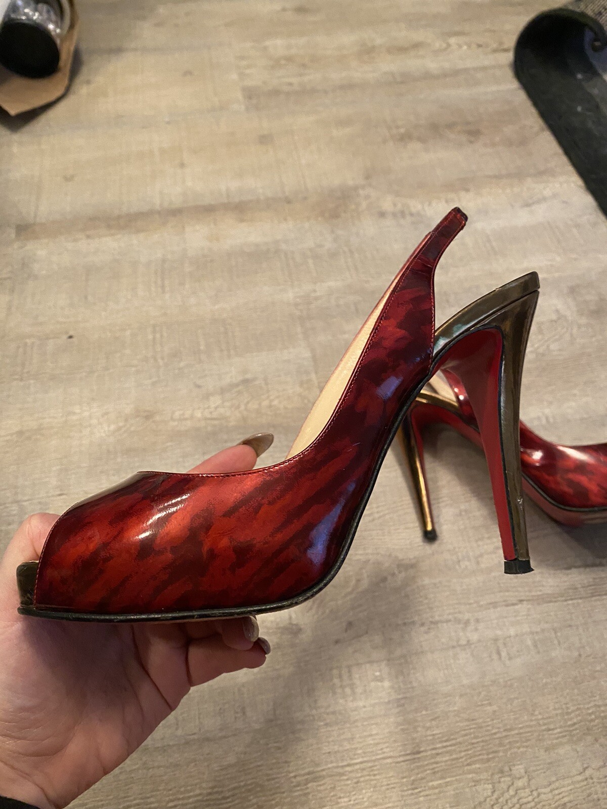 Christian Louboutin Red Patent Leather with Gold Heel… - Gem