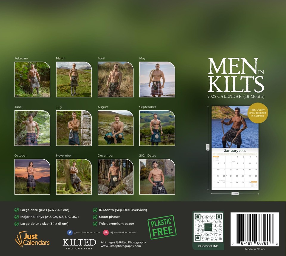 2025 Men In Kilts Deluxe Wall Calendar | Kilted Men | Scottish Men ...