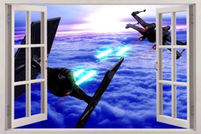 STAR WARS BATTLE SHIPS 3D Window View Decal WALL STICKER Decor Art ...