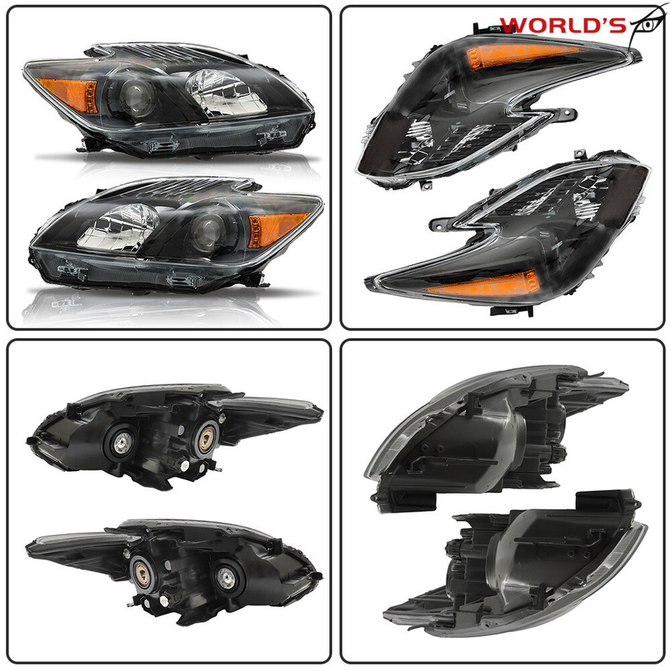 2012-2015 Toyota Prius Headlight Assembly For Halogen Black Set Pair ...