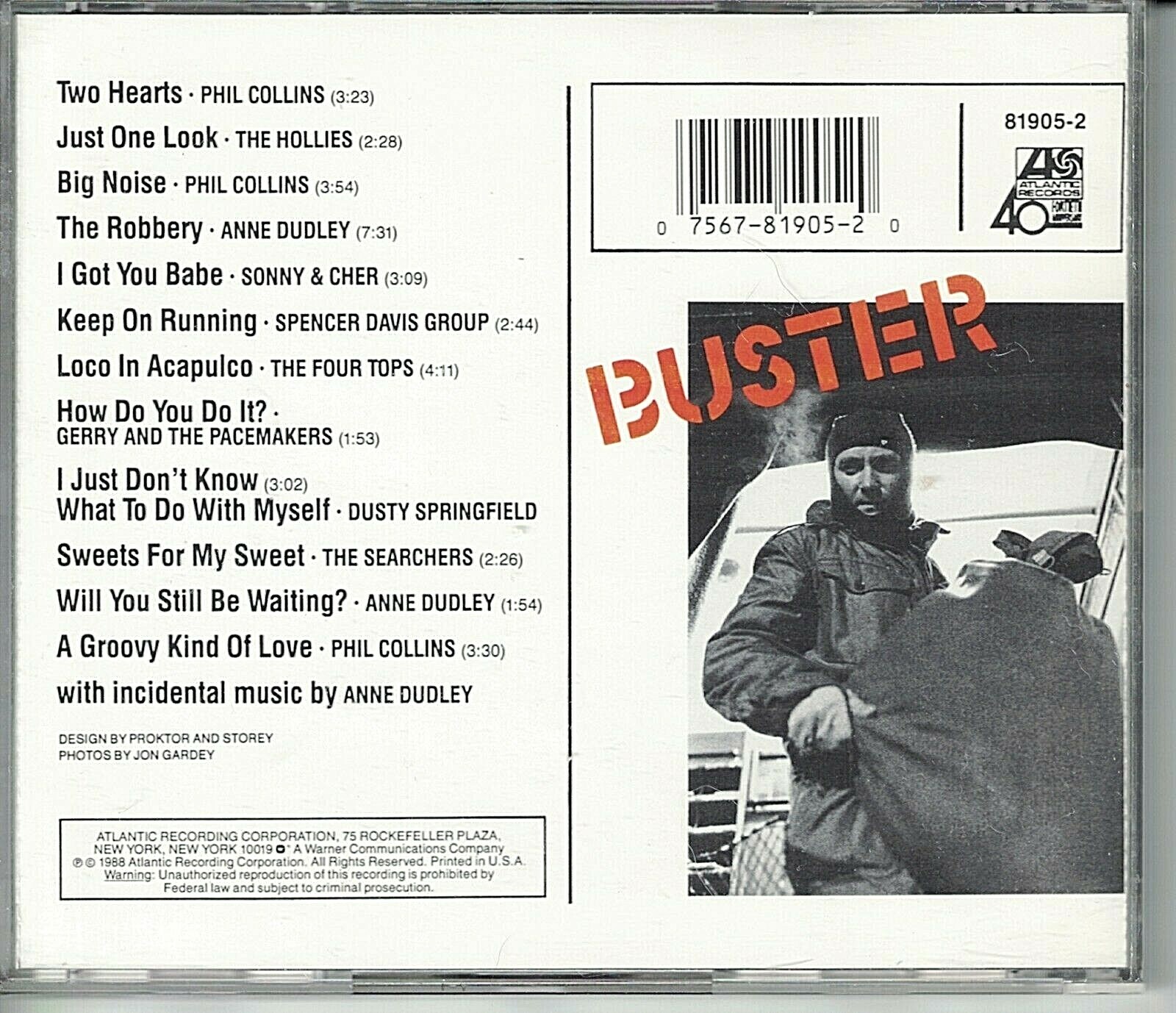 Buster Original Movie Soundtrack CD Phil Collins Motion Picture ...