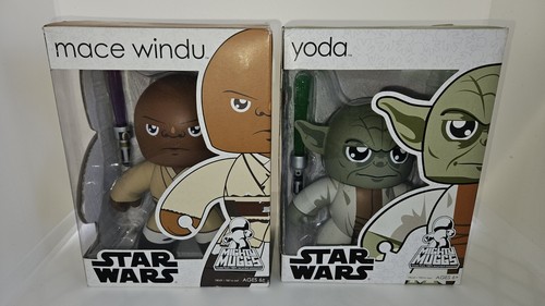 LOT 2 Star Wars 2008 MIGHTY MUGGS Yoda & Mace Windu 6" Vinyl Figure ...