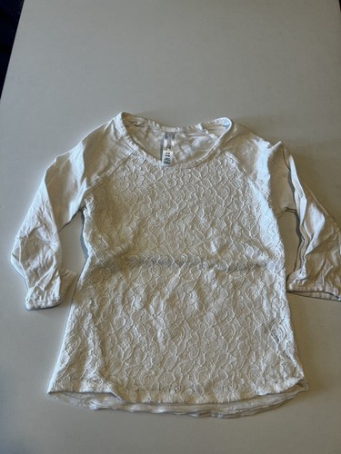 Girls Kids Size 6 - 6X Shirt Top Blouse 3/4 Sleeve Lace Overlay Ivory ...