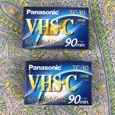 2 Panasonic TC 30 Super High Grade 90 Minute VHS C Video Tapes *Factory ...