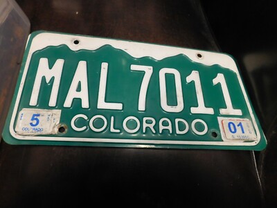 Colorado License Plate CO # MAL7011 Tag Expired in 2001 | eBay