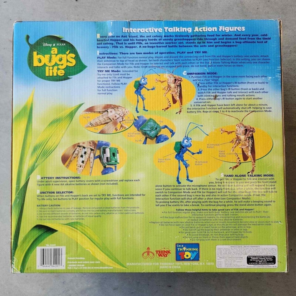 A Bug's Life Talking Interactive Action Figures Flik Hopper New 1998 ...