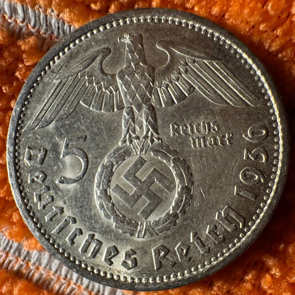 1936 A Germany 2 Paul von Hindenburg 90% Silver German Third Reich 5 ...