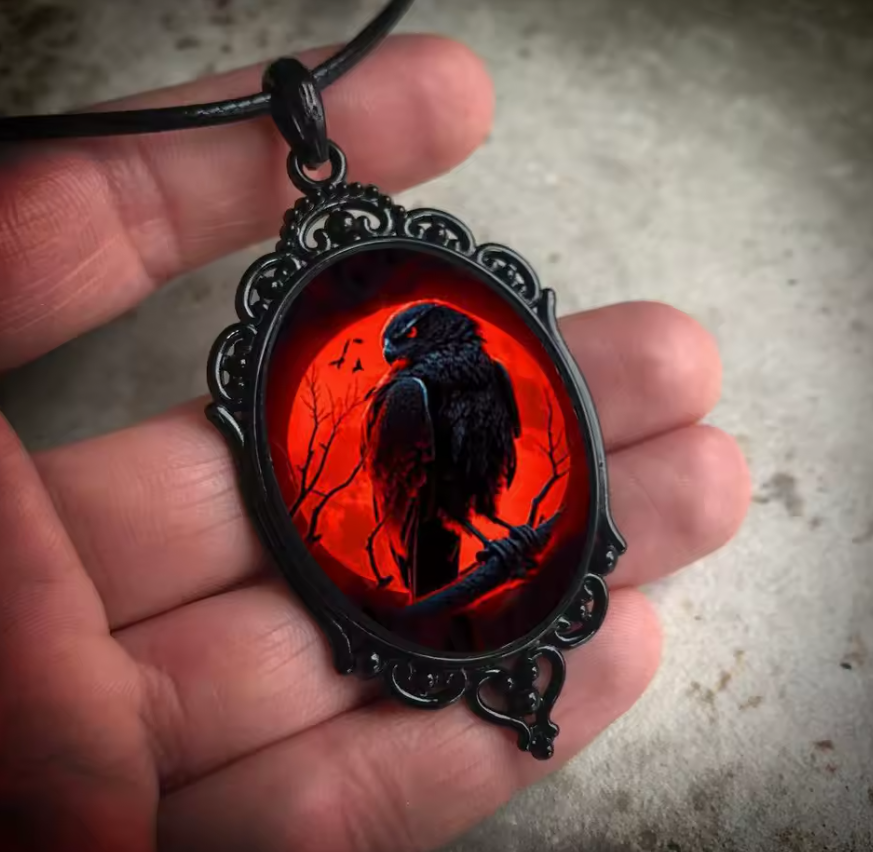 Raven Crow Bird Gothic Pendant Jewelry Vintage-Black Victorian Necklace ...