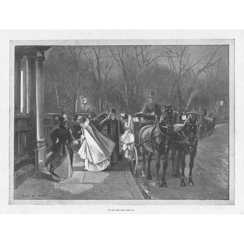 Victorian Ladies Arriving at a Party by Horse & Coach - Antique Print ...