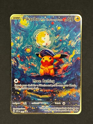 Pokemon Pikachu Starry Night Van Gogh ACG Star Trading Gold Metal Card ...