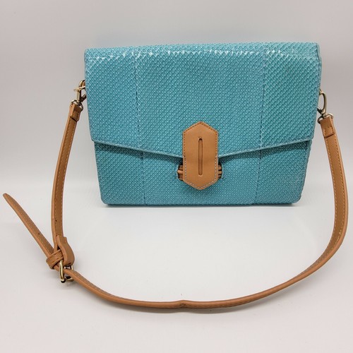 Sondra Roberts Bag Squared Womens Snakeskin Like Textured Handbag Teal ...