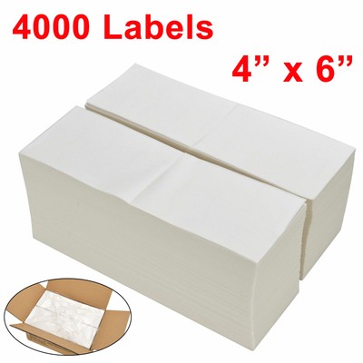 4000 Labels 4x6 Fanfold Direct Thermal Shipping Label for Zebra & Rollo ...