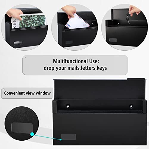 Mailbox Wall Mount Door Mailboxes For Outside Large Steel Hanging Metal ...