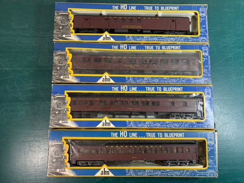 4 AHM HO Scale PRR Passenger Cars - RPO - Diner - Pullman - Deluxe ...