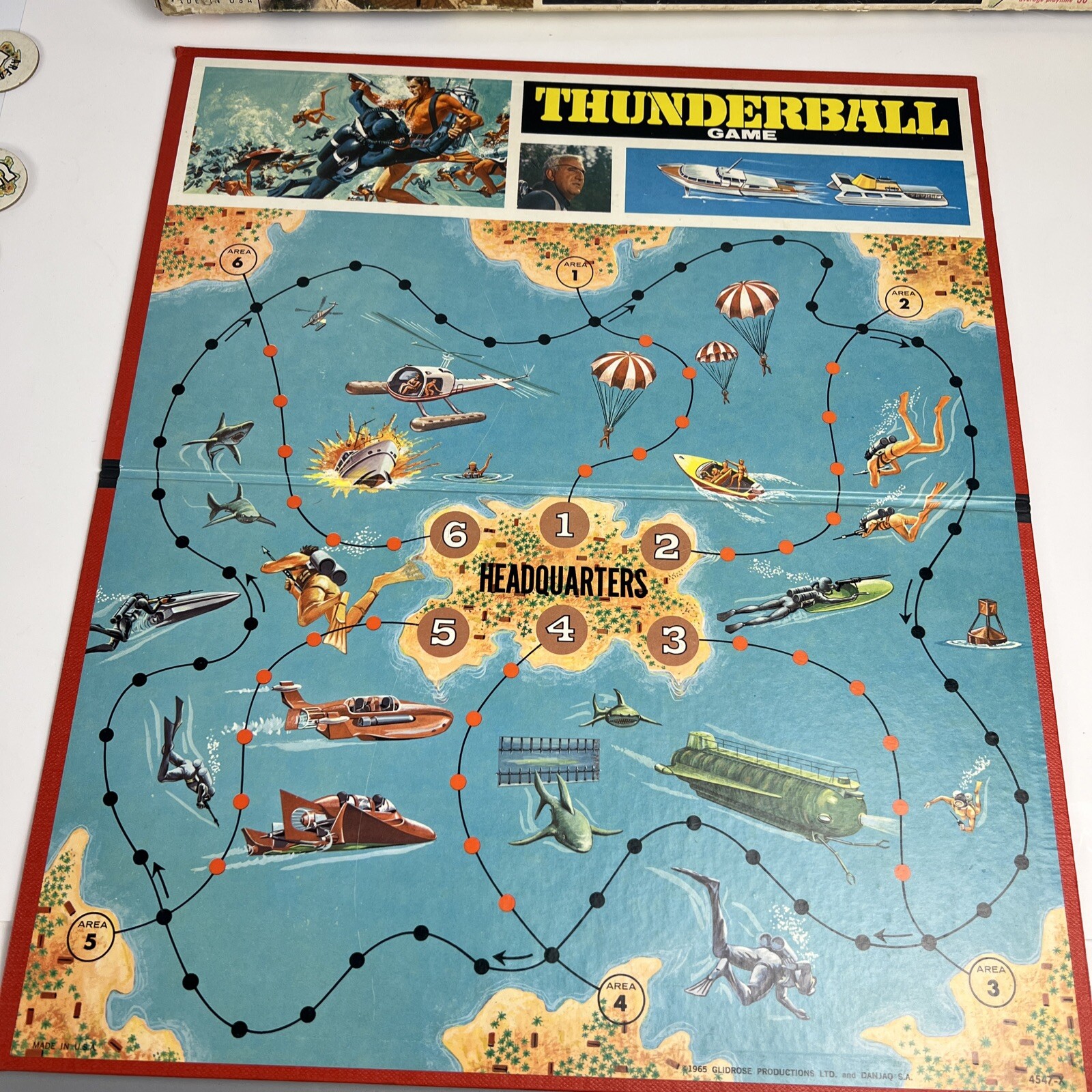 VINTAGE 1960s JAMES BOND 007 THUNDERBALL BOARD GAME Some Pieces Missing ...