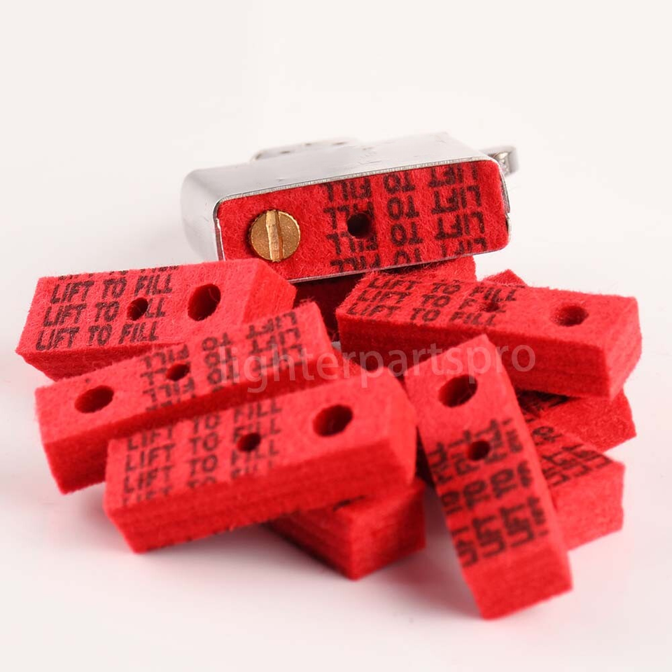 10pcs high quality cotton red felt pad with black text for Zippo ...