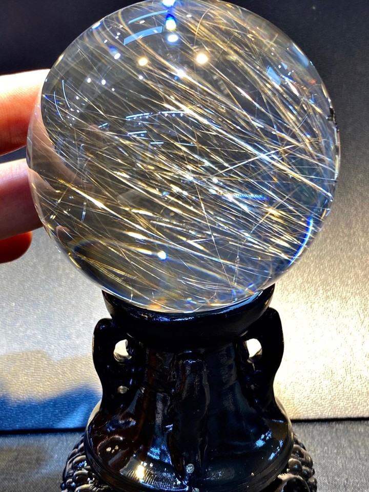 64mm Top Natural Golden Rutile Quartz Sphere Crystal Ball Specimen ...