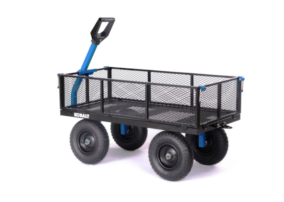 Kobalt 6-cu ft Steel Yard Cart Garden Utility Wagon Camping Lawn Dump ...