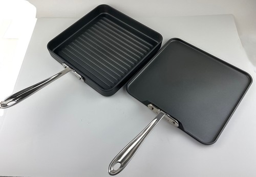 All-Clad Grill Griddle Set 11" Square Skillet Pan Ribbed Non Stick Hard ...