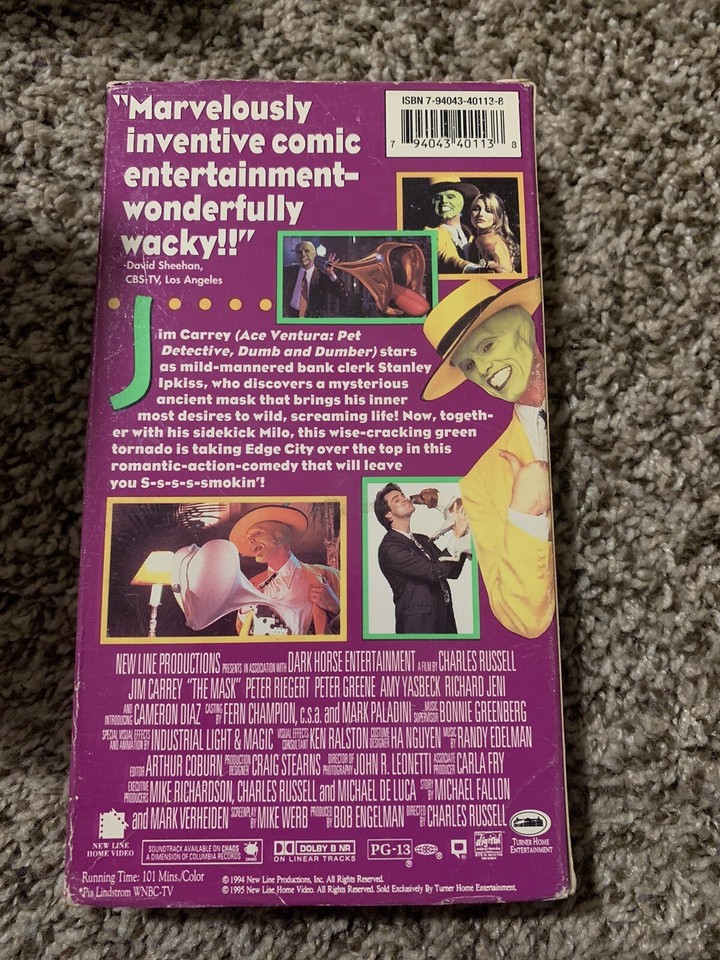 The Mask (1994) (VHS, 1995) Jim Carrey Comedy New Line Home Video ...