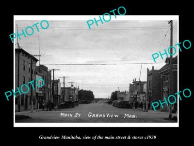 OLD 8x6 HISTORIC PHOTO OF GRANDVIEW MANITOBA THE MAIN ST & STORES c1930 ...