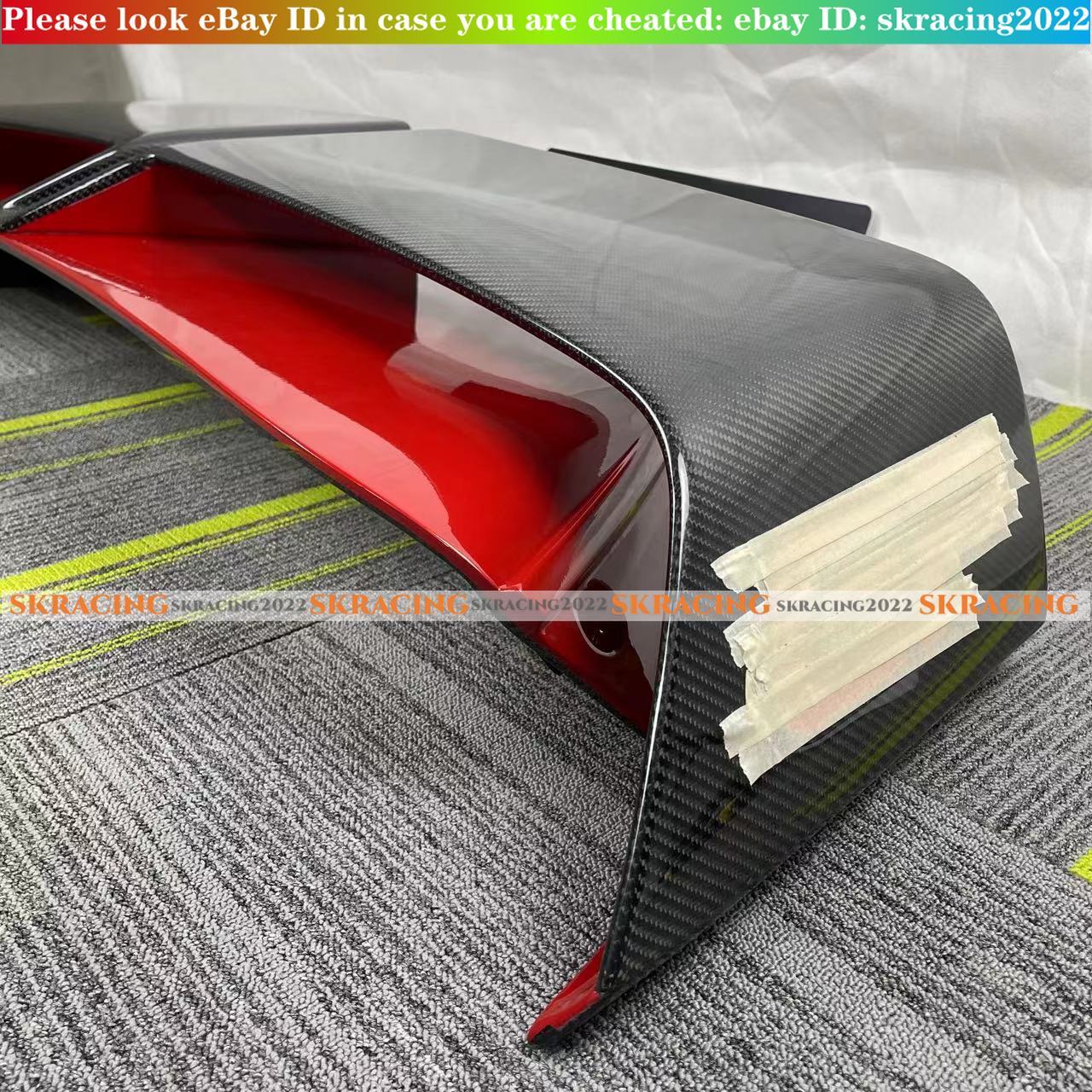 FITS Mini Cooper F55 F56 Real Carbon Fiber+Red Colour Rear Spoiler Roof ...