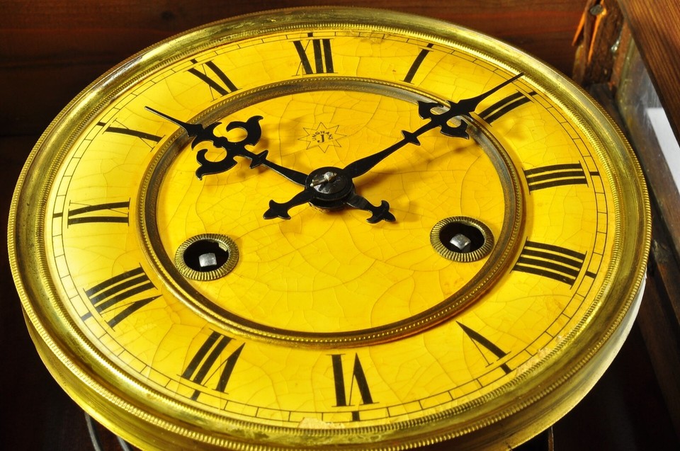 Amazing Antique German Junghans Keyhole Spring Driven Wall Clock approx ...