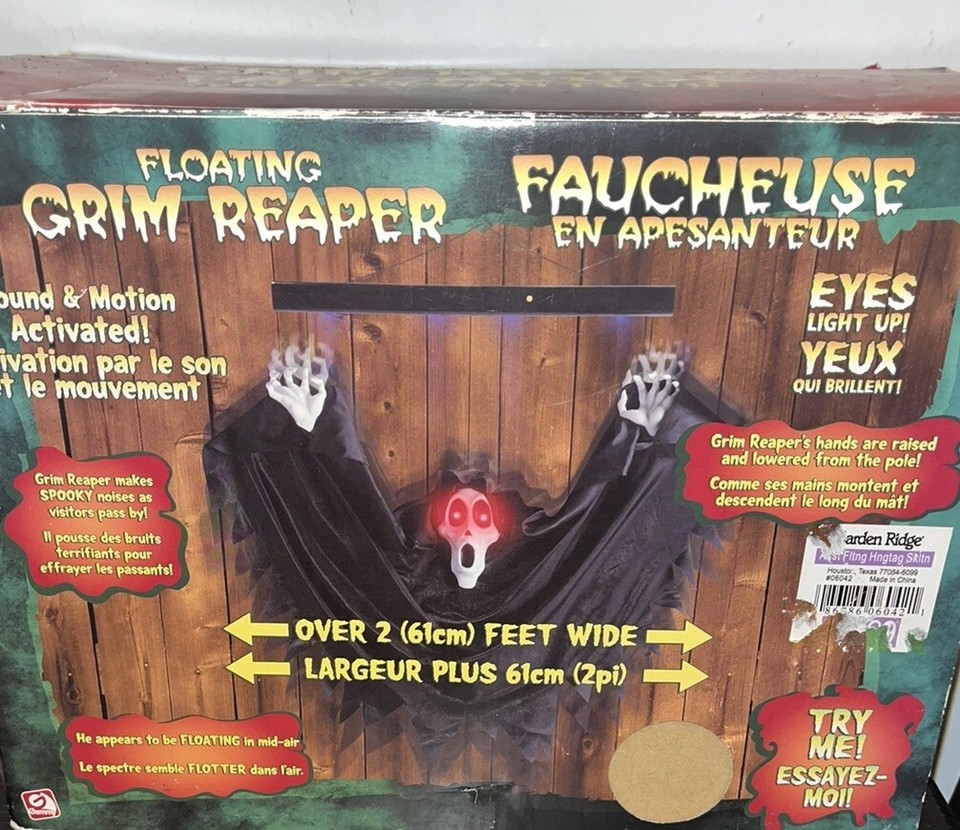 Gemmy Animated Floating Grim Reaper Ghost Scream Face 2ft Wide ...