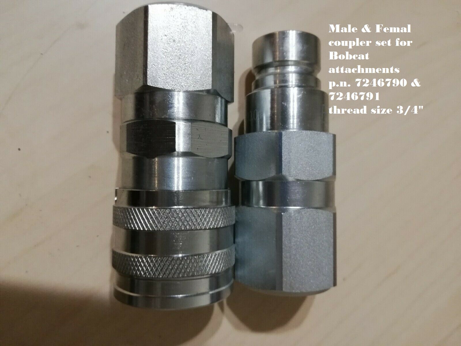 7246790 & 7246791 (3/4") BOBCAT FF MALE / FEMALE COUPLERS - ATTACHMENT ...