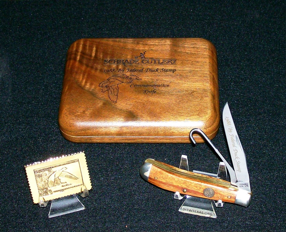 Schrade DS2 Knife & Stamp Set 1988-89 USA 3-7/8" W/Presentation Case ...
