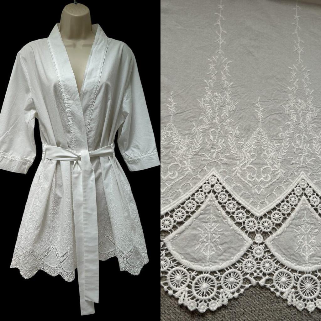 Soft Surroundings M L White Cotton Robe Embroidered Lace Summer Lawn ...