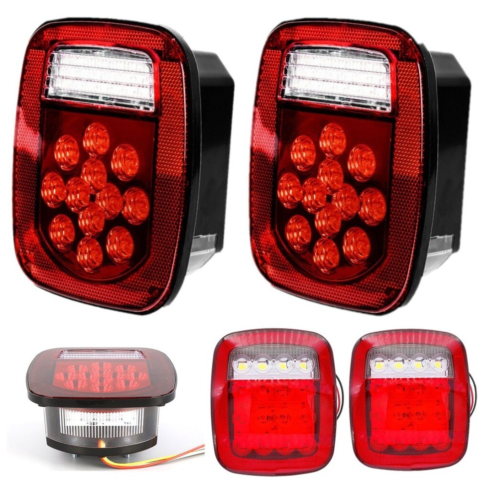 Pair 39 LED Tail Lights Brake License Plate Lamp For Jeep Wrangler YJ ...