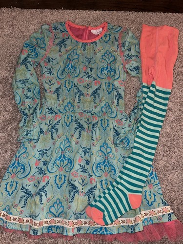Matilda Jane 435 Line Friends Forever Fern Dress Sz 8 Matching Tights ...