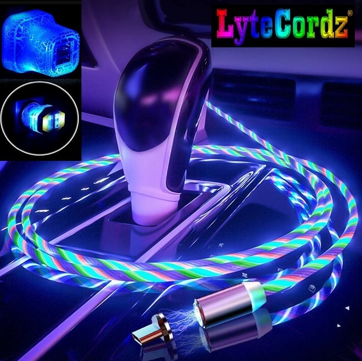 LED Light Up Charging Charger Cable USB Data Cord iPhone Android Type C ...