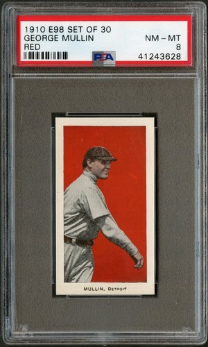 1910 E98 Set of 30 #24 George Mullin {Red back} Detroit AL PSA 8 NM-MT ...