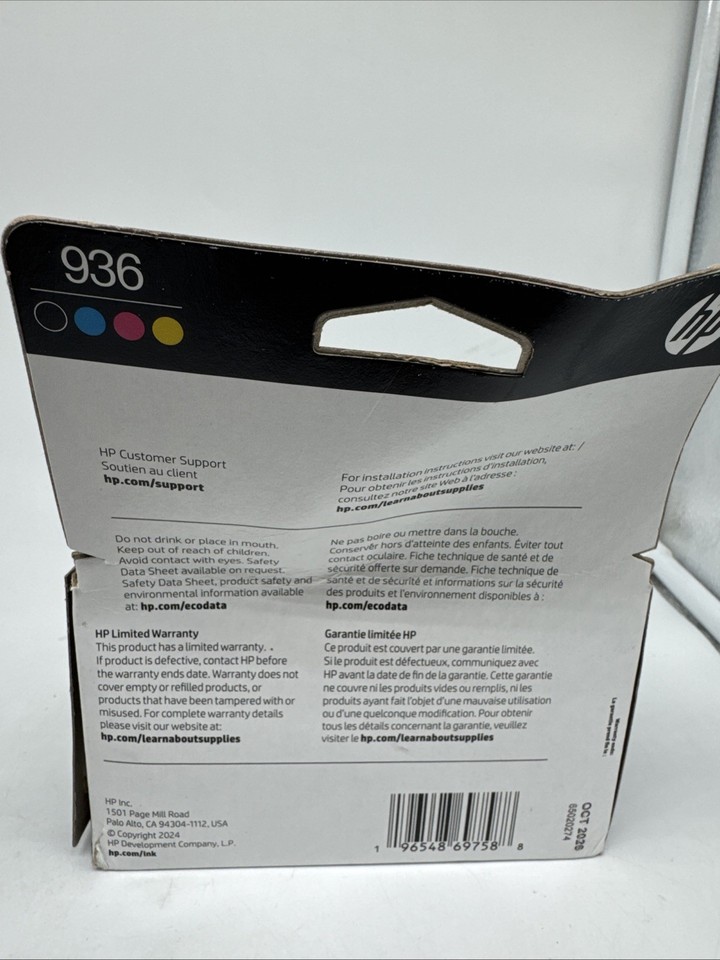 HP 936 4-Pack Standard Capacity Black/Cyan/Magenta/Yellow Sealed 10/ ...