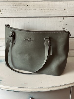 COACH Olive Green Leather Tote Bag | eBay